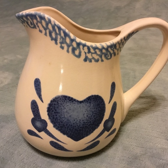 ABC Distribution | Kitchen | Pottery Cream Blue White Pitcher | Poshmark